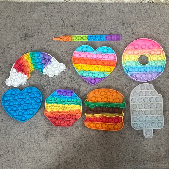 Toys | Fidget Pop Its Bulklot Of 8 Rainbow Colored Shapes | Poshmark